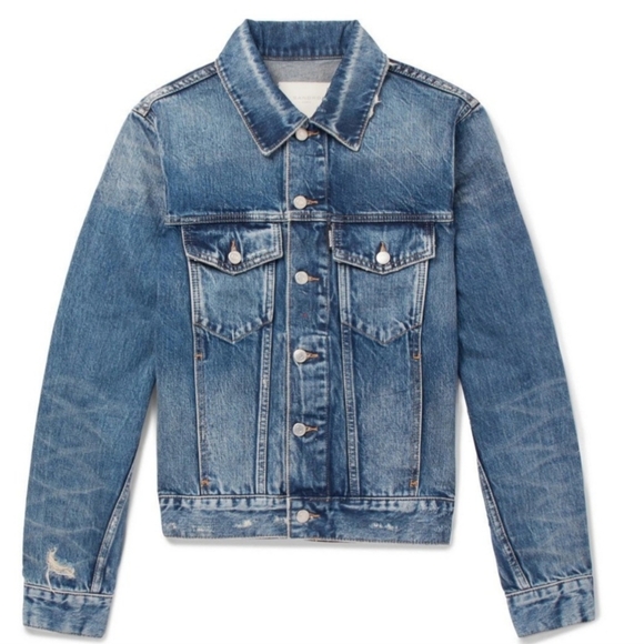 Sandro | Jackets & Coats | Sandro Slimfit Distressed Denim Jacket ...